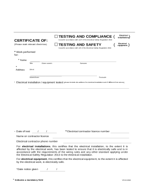 Certificate of testing. Certificate of testing and compliance ...