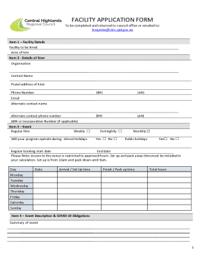 Fillable Online FACILITY APPLICATION FORM - Sign in Fax Email Print ...