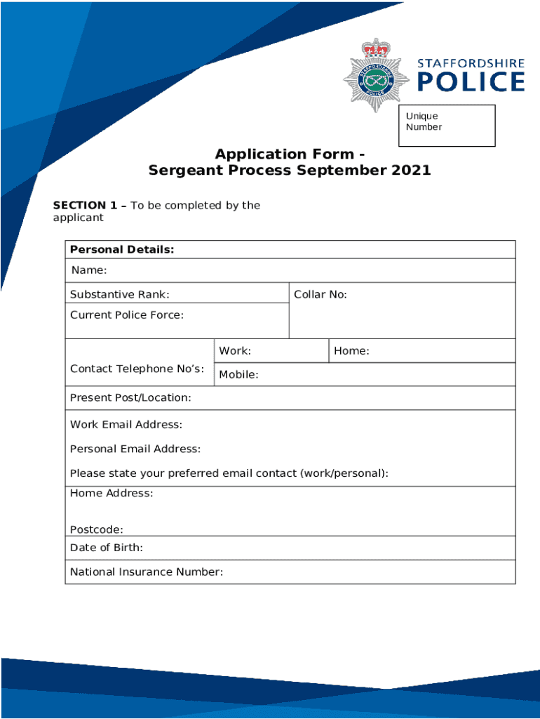 Application - Sergeant Process September 2021 Doc Template | pdfFiller