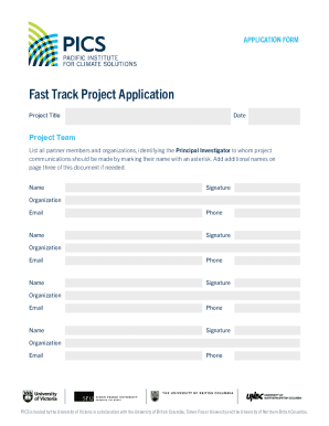 Fillable Online Fast Track Project Application Form Fax Email Print ...