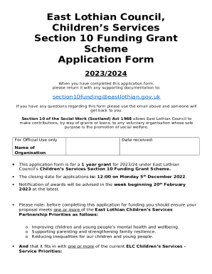 Section 10 Funding Application 2023 to 2024 Doc Template | pdfFiller