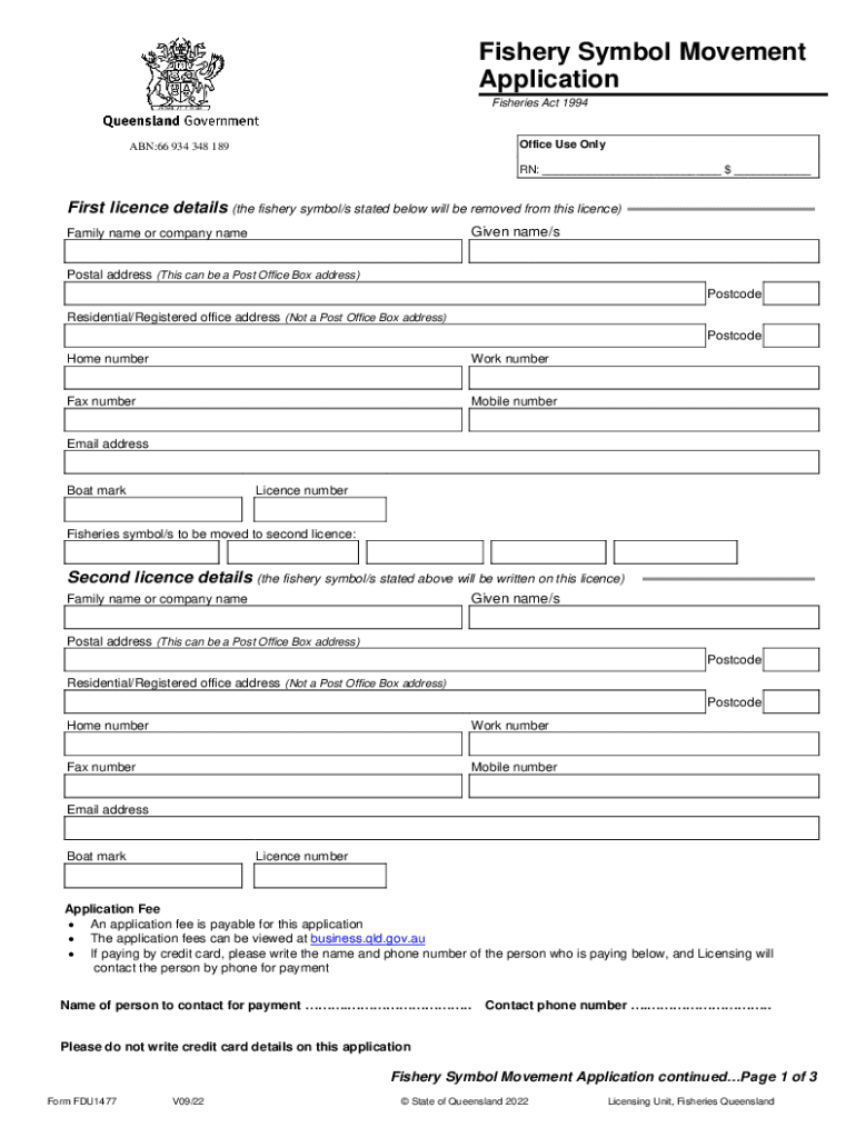 Fillable Online Fishery Symbol Movement Application. Symbol movement ...