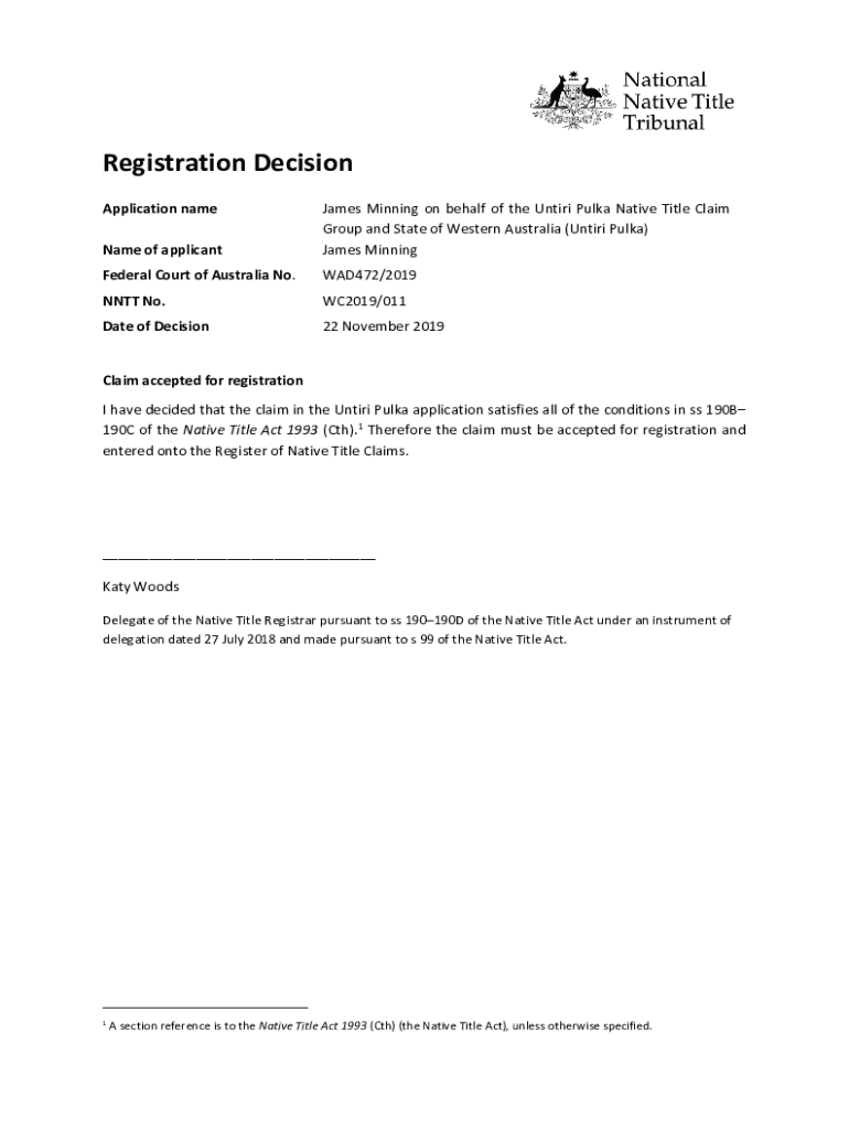 Fillable Online The Court's native title jurisdictionTransparency Portal Fax Email Print - pdfFiller