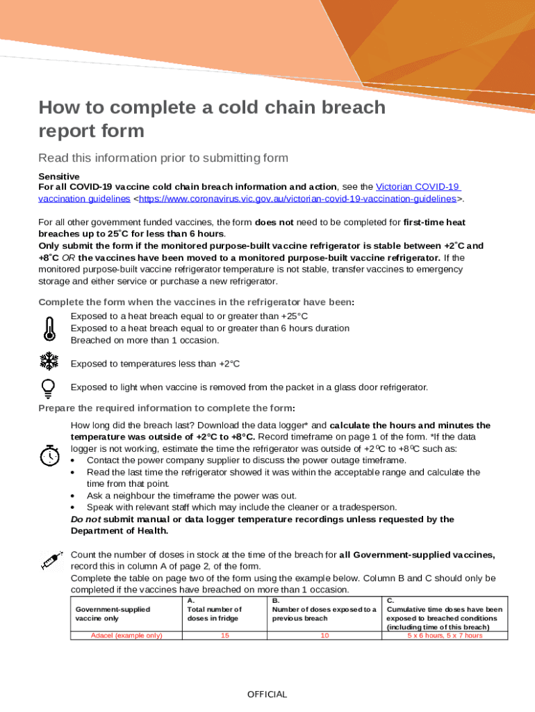 How to complete a cold chain breach report Doc Template | pdfFiller