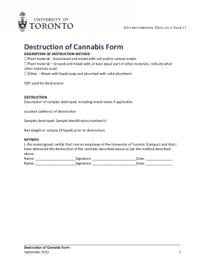 Fillable Online Destruction of Cannabis Form Fax Email Print - pdfFiller