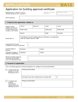 Fillable Online Application for building approval certificate Fax Email ...