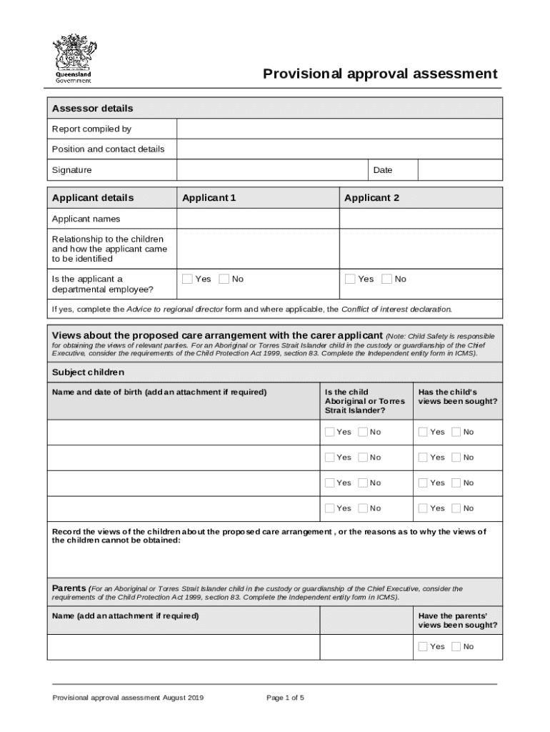 Provisiona approval assessment. Doc Template | pdfFiller