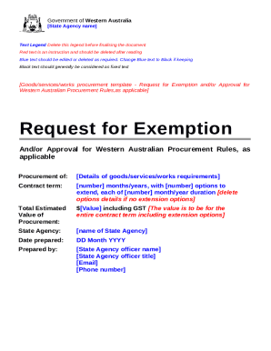 Template - Request For Exemption Doc Template | pdfFiller