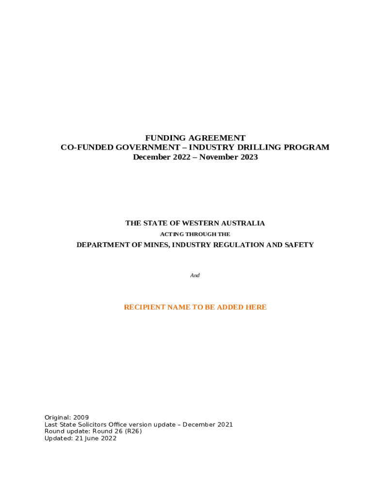 Round 22 EIS co-funded drilling agreement - dmp wa gov Doc Template | pdfFiller