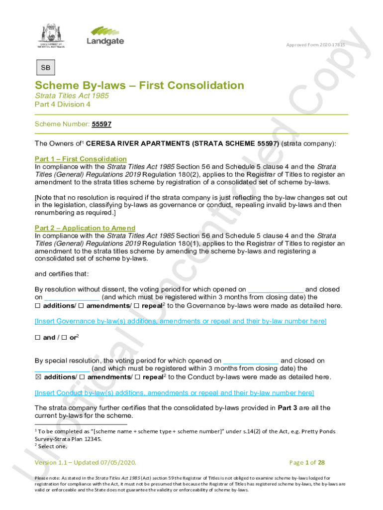 Fillable Online Scheme By-laws - First Consolidation Fax Email Print - pdfFiller
