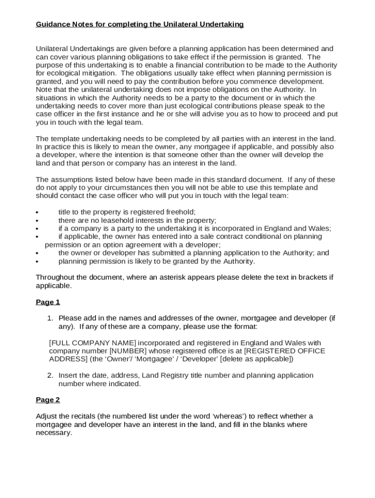 Guidance notes for completing the template Unilateral ... Doc Template ...
