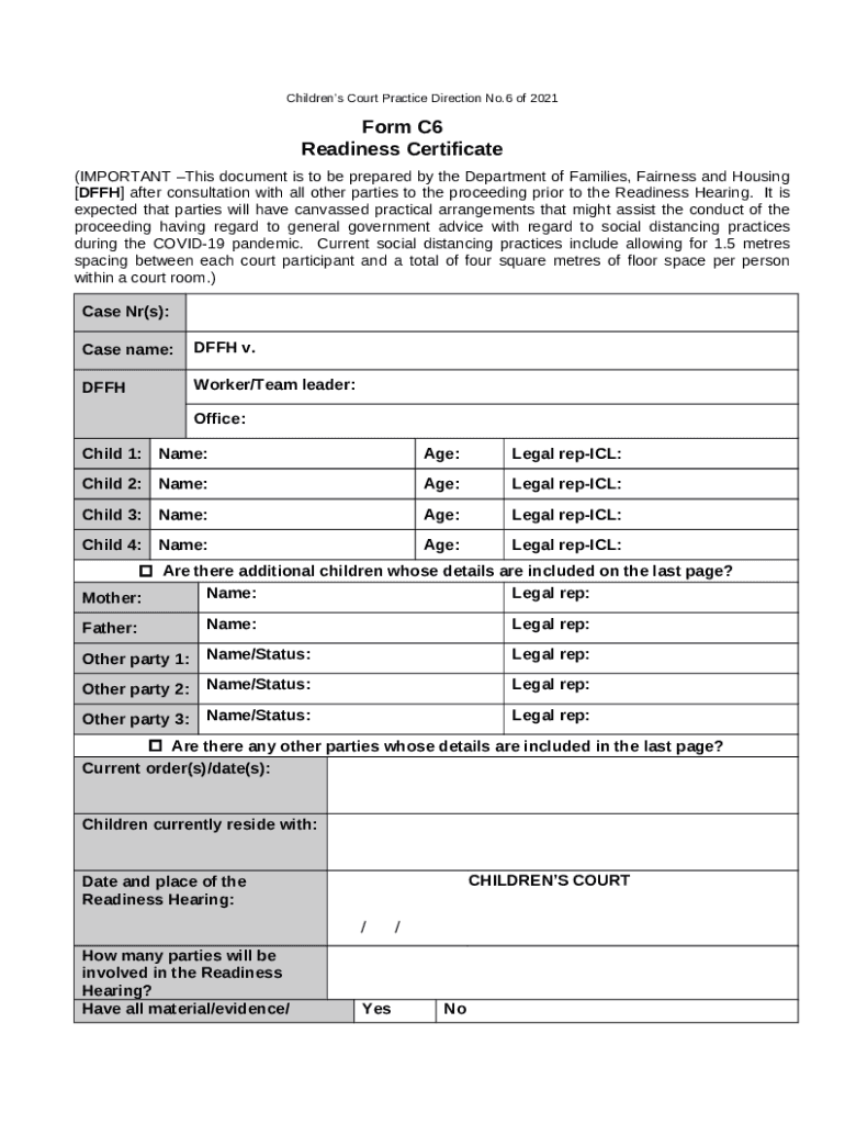 C6 Readiness Certificate Doc Template | pdfFiller