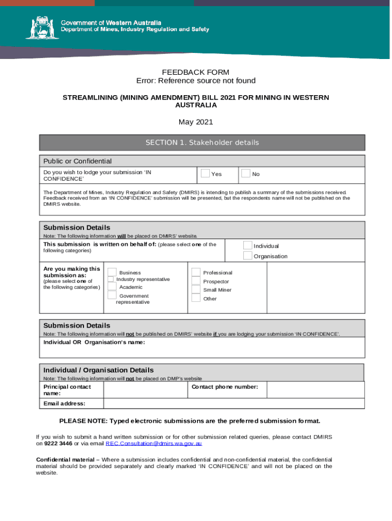 Streamlining Bill - Stakeholder feedback Doc Template | pdfFiller
