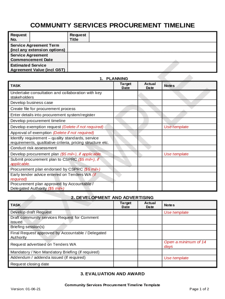 Community Services - Procurement Timeline Doc Template | pdfFiller