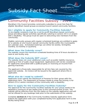 Subsidy Fact Sheet Doc Template | pdfFiller