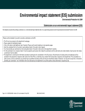 Submissions on an environmental impact statement (EIS). This template ...