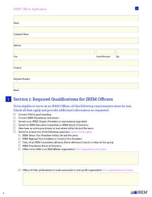 Fillable Online IREM Officer Application Fax Email Print - pdfFiller