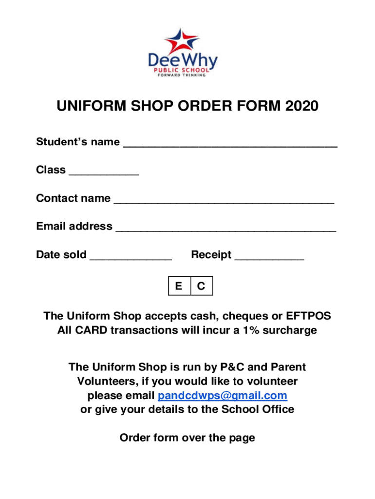 Fillable Online khhs uniform shop order form Fax Email Print - pdfFiller