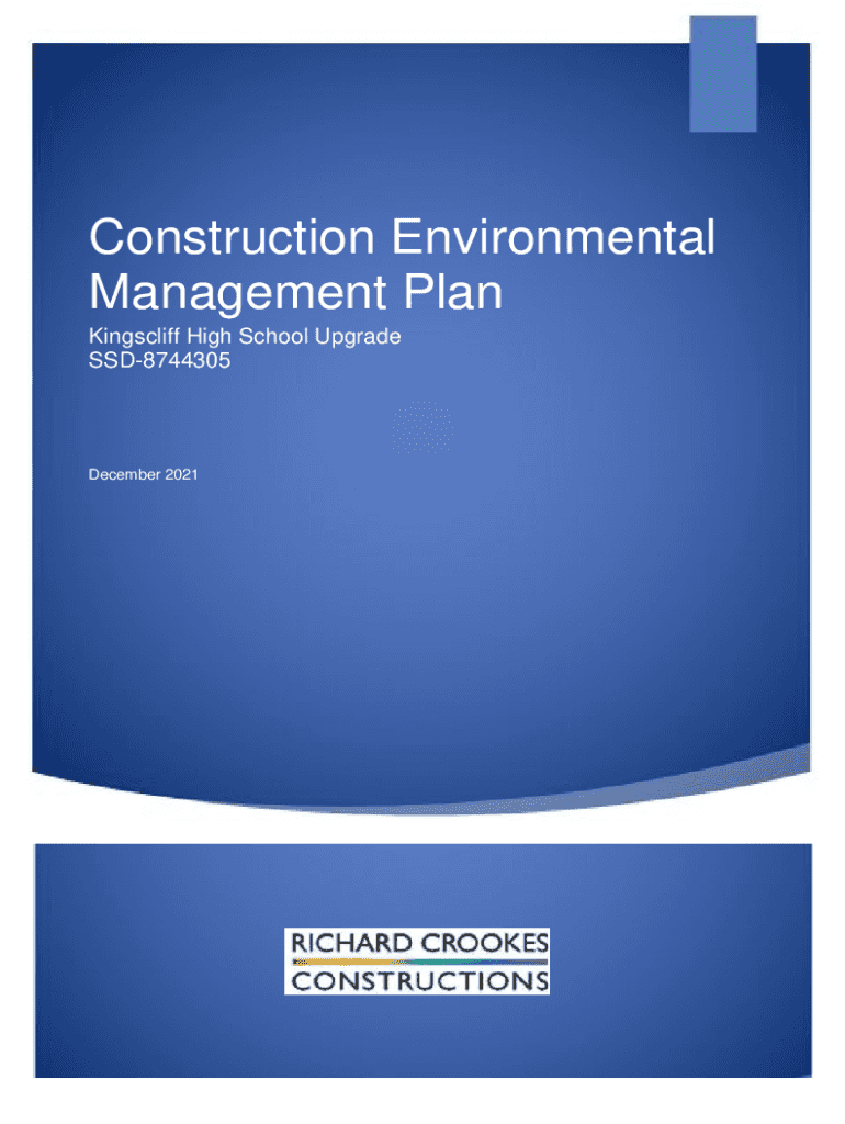Fillable Online B15 - KHS Construction Environmental Management Plan ...