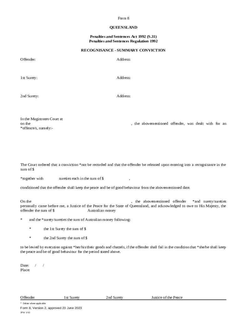 08 - Recognisance - summary conviction Doc Template | pdfFiller