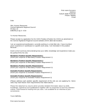 CHRC Cover Letter Template Doc Template | pdfFiller