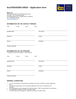 Fillable Online iba.SPEAKERS AREAApplication form Fax Email Print ...