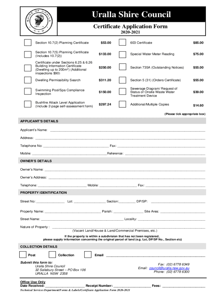 Fillable Online Certificate Application Form 2020-2021.doc Fax Email ...