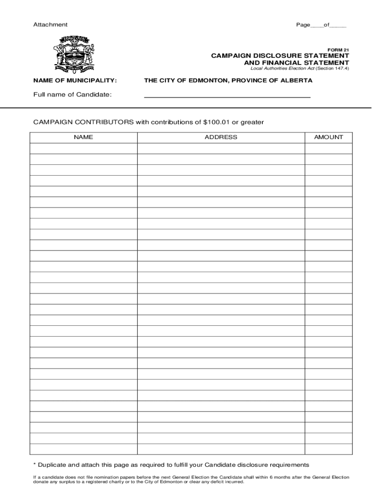 Fillable Online form-21-campaign-disclosure-statement-and-financial ...