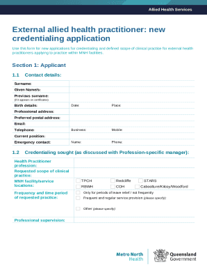 External allied health practitioner credentialing new application . Credentialing procedure ...