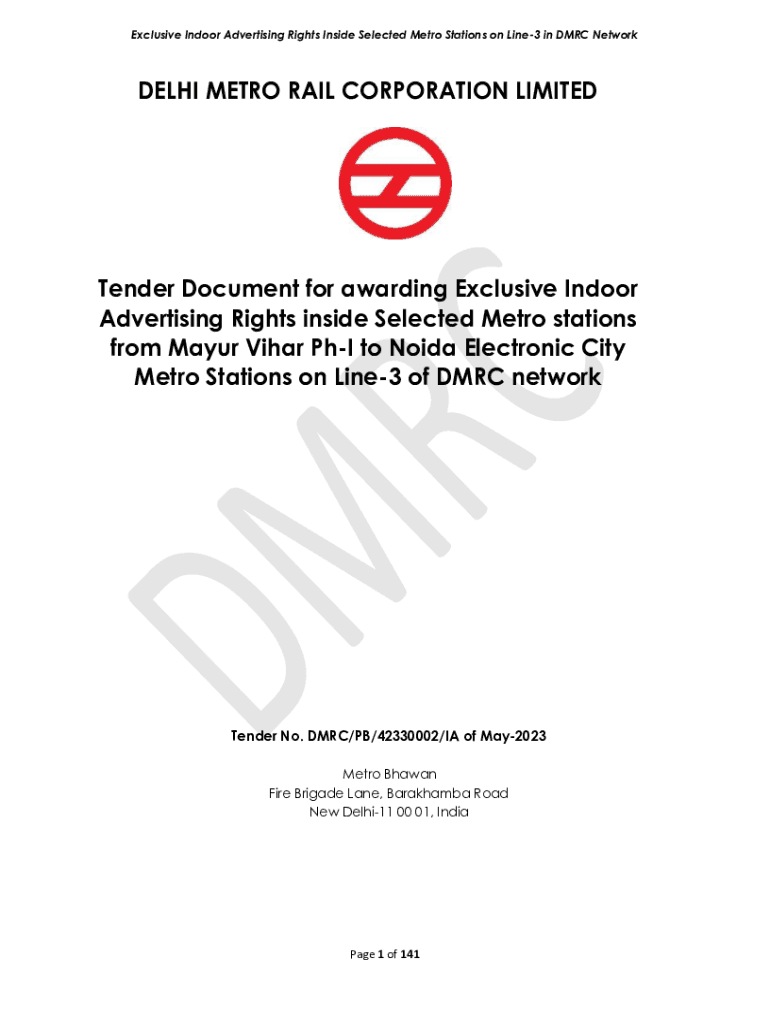 Fillable Online Tender Document for Licensing of Exclusive Advertising ...