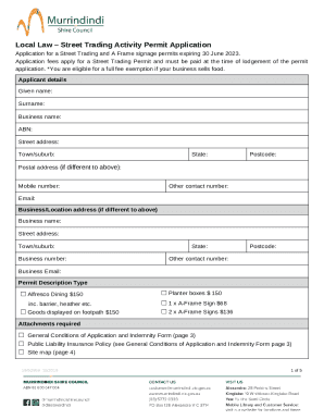 Street Trading Permit Application Doc Template | pdfFiller