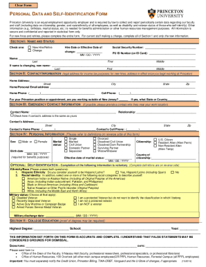 Fillable Online PERSONAL DATA AND SELF-IDENTIFICATION FORM Fax Email ...
