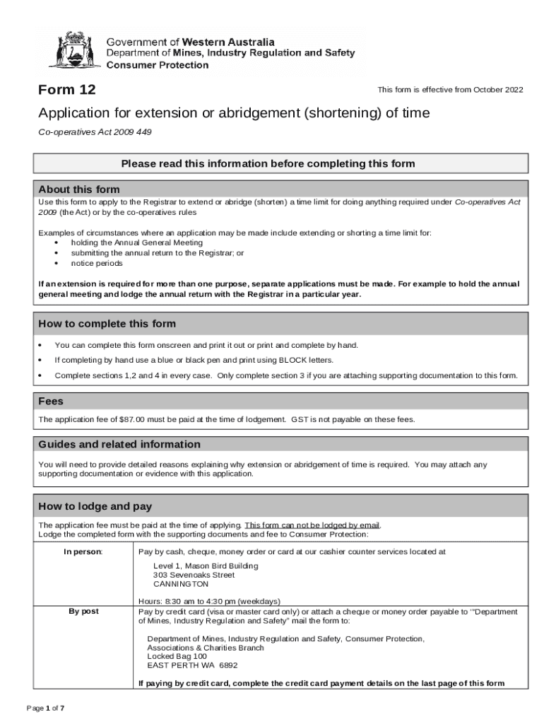 Co-operative 12 - Application for extension or ... Doc Template | pdfFiller