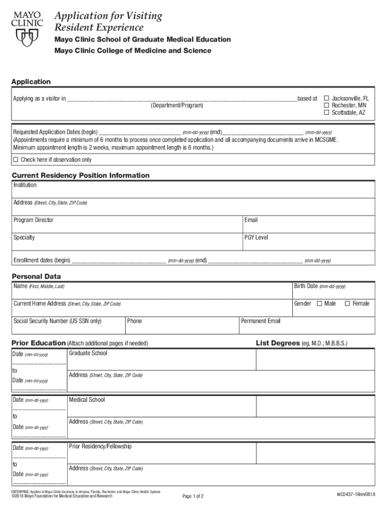 Fillable Online MSGME Visiting Resident Experience - MC0437-19. MSGME Visiting Resident ...