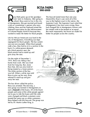 Fillable Online Rosa Parks: Montgomery Bus Boycott, Civil Rights ...