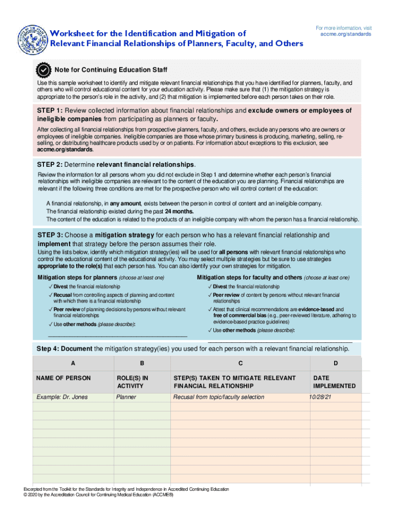 Fillable Online Identify, Mitigate and Disclose Financial Relationships ...