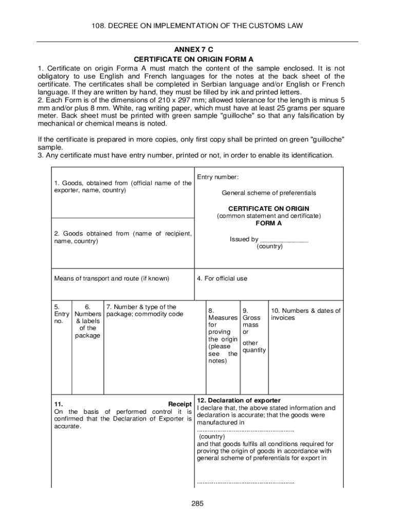 Fillable Online certificate of origin - FORM A Fax Email Print - pdfFiller