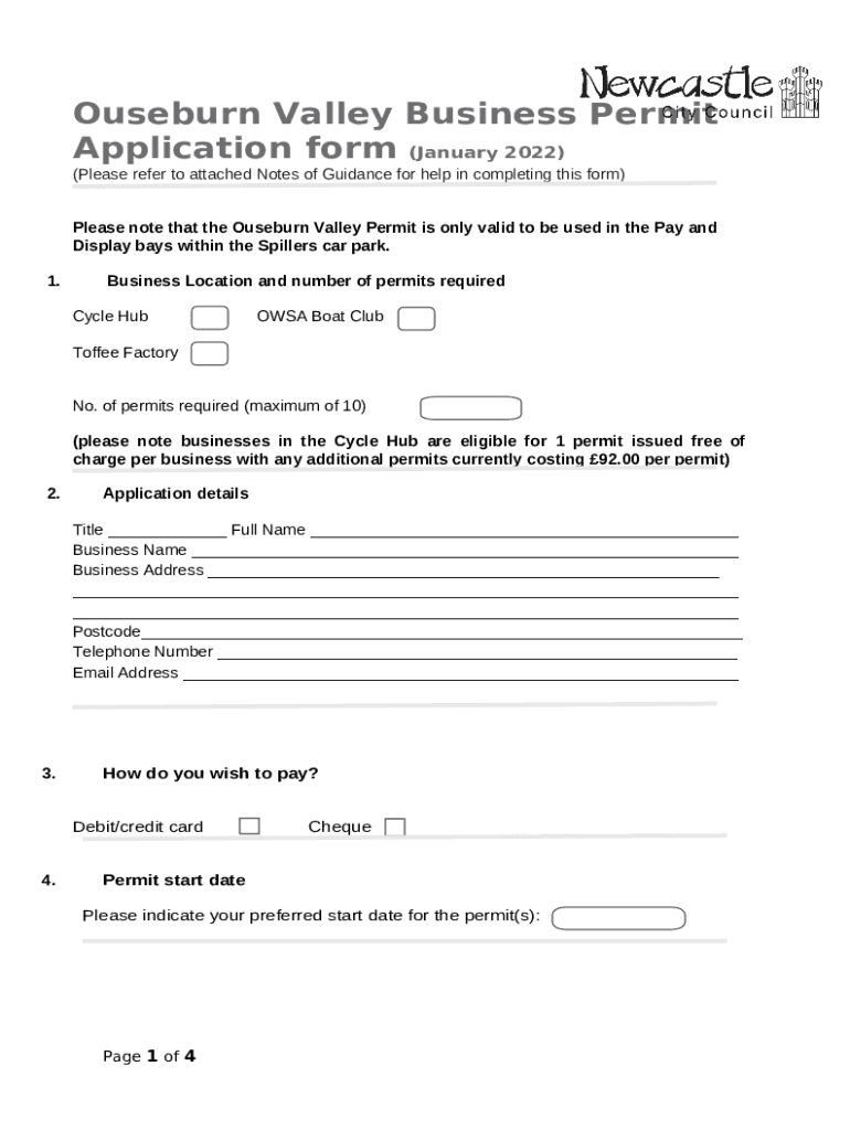 Ouseburn Valley Business Permit Application Doc Template | pdfFiller