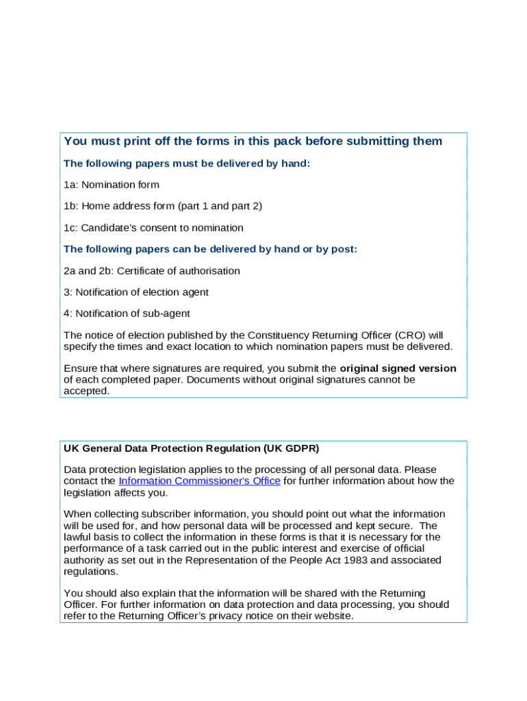 Nomination Pack - Newport West Doc Template | pdfFiller