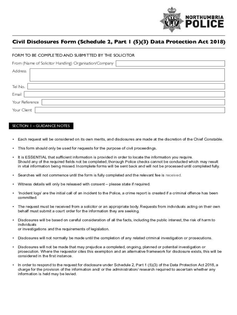 Fillable Online Civil Disclosures Form (Schedule 2, Part 1 (5)(3) Data ...
