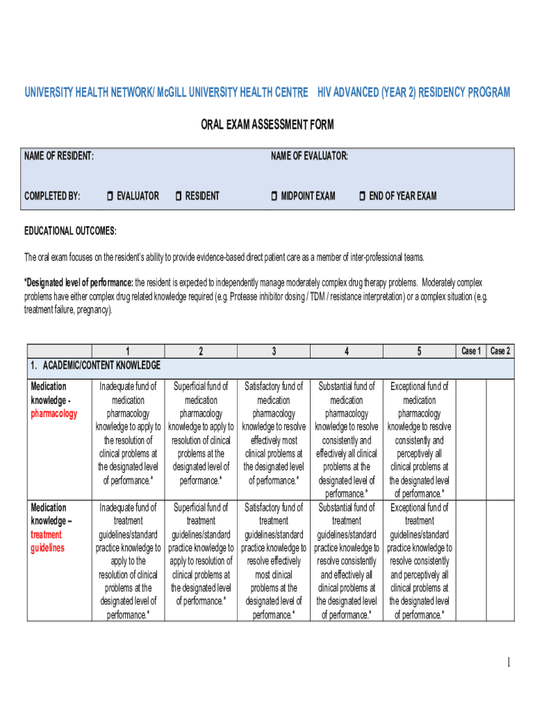 Fillable Online Oral Exam Assessment Form Fax Email Print - pdfFiller