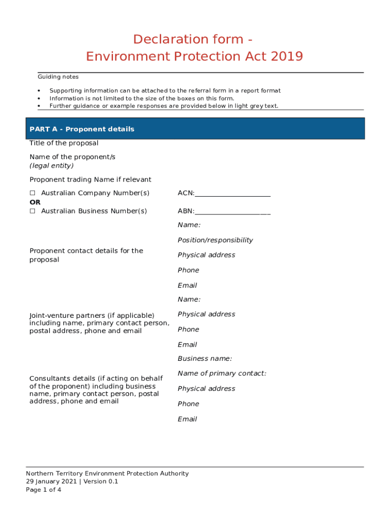 Declaration - - ntepa nt gov Doc Template | pdfFiller