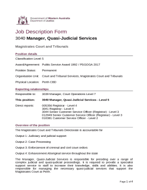 Job Description (JDF) Level 5 template Doc Template | pdfFiller