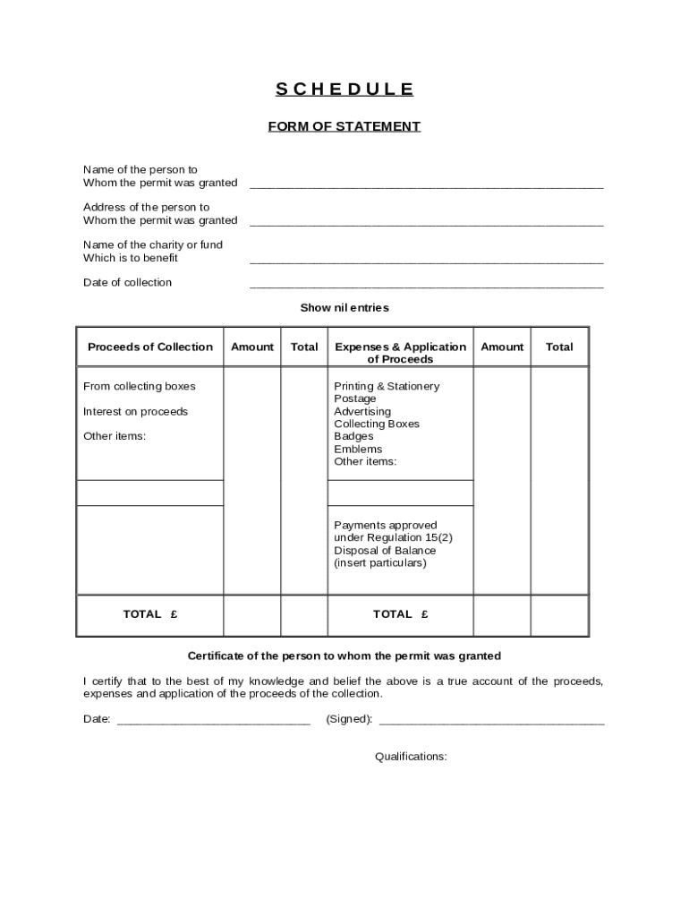 Schedule - of Statement Doc Template | pdfFiller