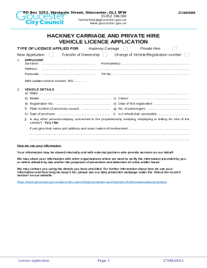 hackney carriage and private hire vehicle licence application Doc ...