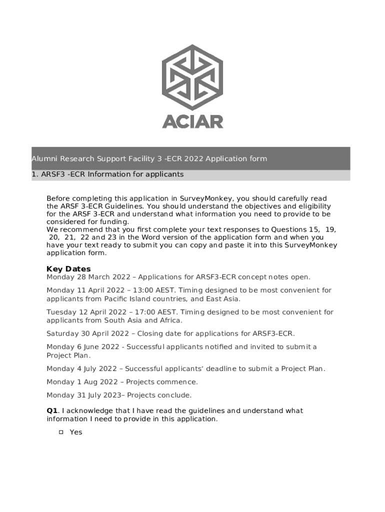 ARSF3 ECR Application Preparation .docx Doc Template | pdfFiller