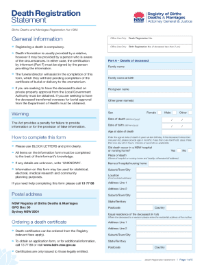 Fillable Online Death registration statement Fax Email Print - pdfFiller