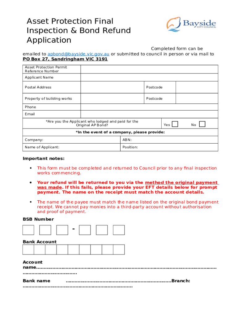 Asset Protection Final Inspection and Bond Refund ... Doc Template ...