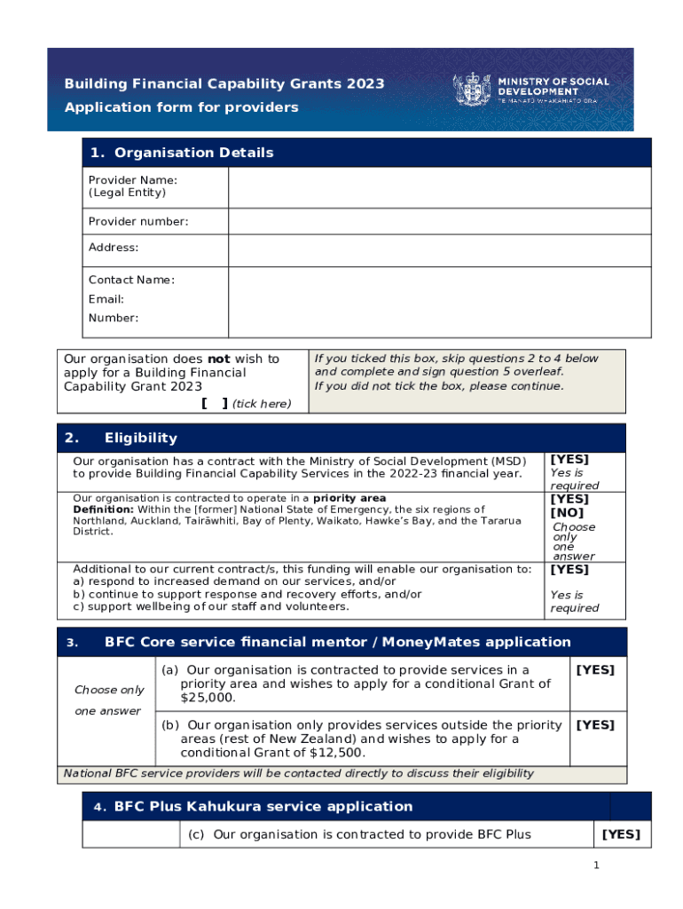 bfc-grants-2023-providers-application-- ... Doc Template | pdfFiller