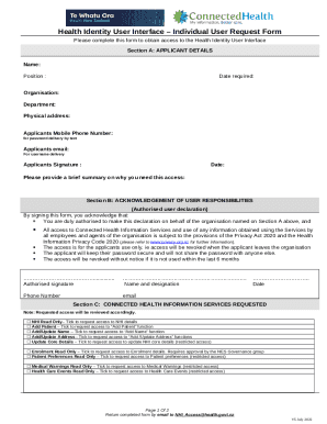 Health Identity User Interface Individual User Request Doc Template | pdfFiller